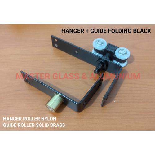 Jual Roda Pintu Lipat 1 Set Atas dan Bawah Kuningan Plat Lurus Black ...