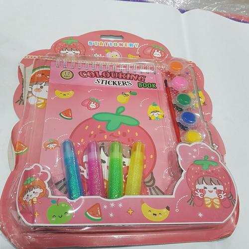 Jual Colouring Book Sticker+Mewarnai Lem Gliter Motif Strawberry 8005 ...