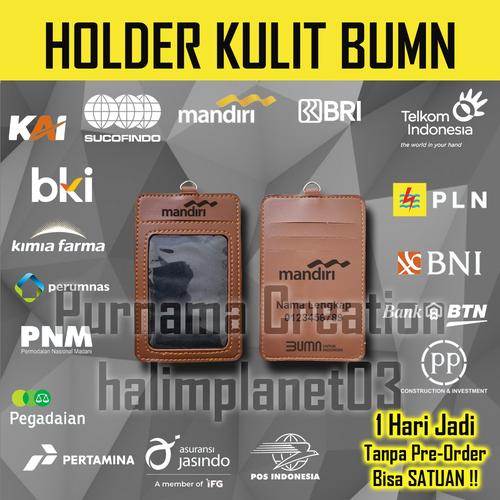 Jual ID Card Holder Grafir BUMN Holder Kulit Name Tag Custom PLN Telkom ...