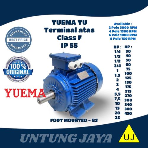 Jual DINAMO ELEKTRO MOTOR YUEMA YU 3 PHASE B3 30 HP 22 KW 4 POLE 1500 RPM / ELEKTRIK MOTOR YUEMA ...