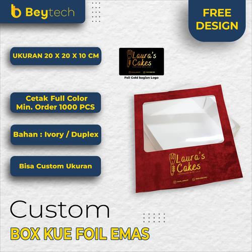 Jual Custom Cetak Box Kue Cake Jendela Full Color Hot Print Poly Gold ...