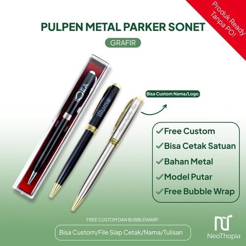 Jual Pulpen Custom/ Pena Promosi Metal Putar Parker Cetak Laser Grafir ...