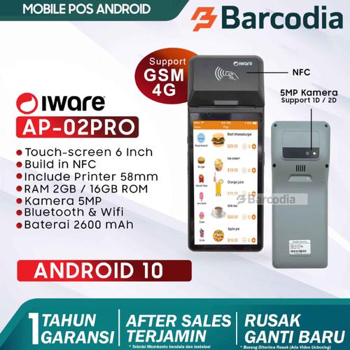 Promo Mobile POS Android mesin kasir portable Iware AP-02 PRO 2GB+16GB ...