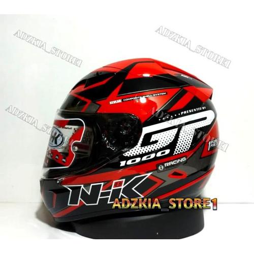 Jual ORIGINAL HELM NHK GP1000 STAR RED SILVER/NHK FULL FACE MOTIF - XL ...