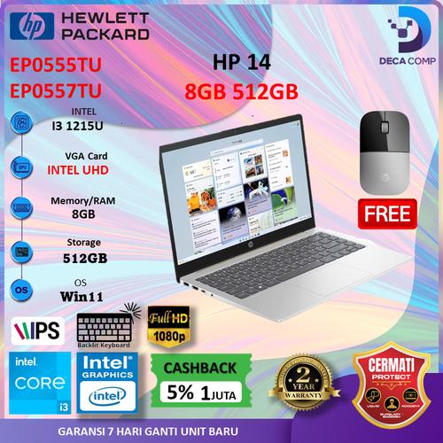 Promo Laptop HP 14-ep0555TU/14-ep0556TU/14-ep0557TU i3-1215U 8GB 512GB ...