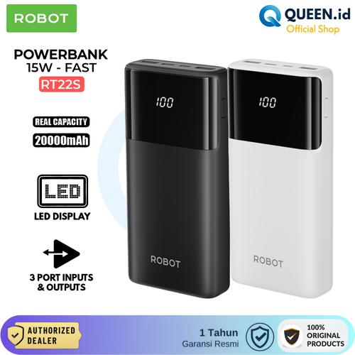 Jual ROBOT RT22S Powerbank 20000mAh 15W 3 Output Port USB TYPE C PD LED ...