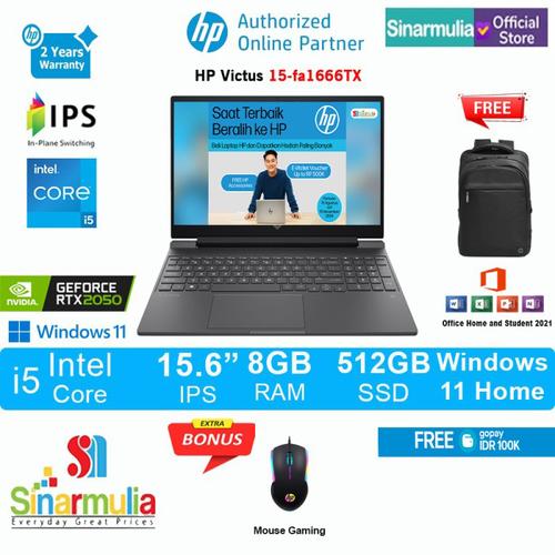 Promo HP Victus Gaming 15-fa1666TX i5-12450H RTX2050 512GB SSD 8GB IPS ...