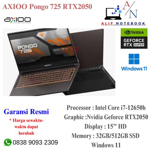 Jual Axioo Pongo 725 I7 12650H RTX2050 32Gb 512Gb 15.6 FHD 144Hz - Kota ...