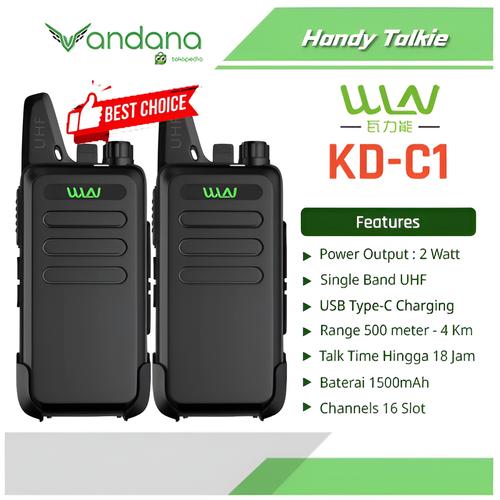Jual WLN HT Walkie Talkie KD-C1 isi 2 Unit Warna Hitam UHF 400-470 MHz ...
