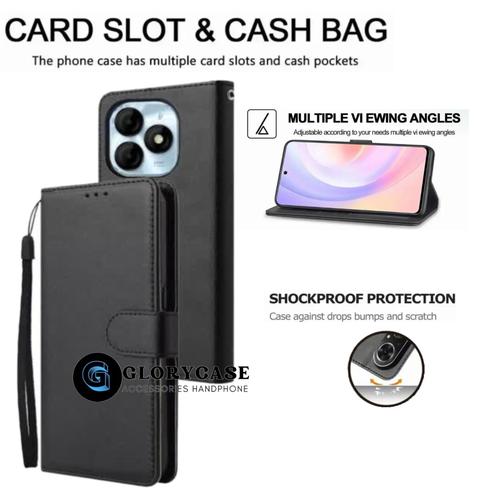 Jual Flip cover leather case dompet kulit premium ITEL P55 5G P55 NFC - Hitam, ITEL P55 5G ...