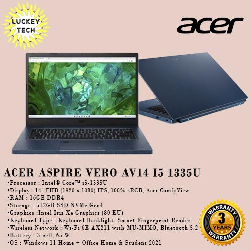 Jual ACER ASPIRE VERO AV14 I5 1335 16GB 512GB SSD W11+OHS 14" - Blue ...