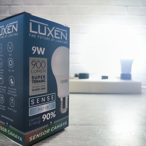 Jual LUXEN SENSE 9W LAMPU LED SENSOR CAHAYA KUNING / PUTIH LIGHT SENSOR ...