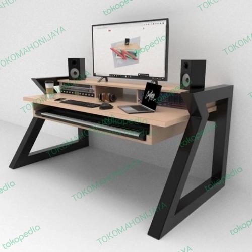 Jual Meja keyboard / meja komputer kayu mahoni kaki besi hollow - Kota ...