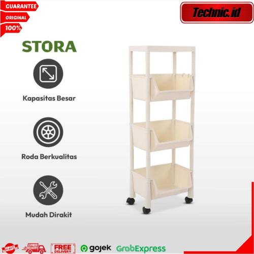 Jual Stora Rak Troli 4 Tingkat Storage Trolley 4 Tier Ivory Rak ...