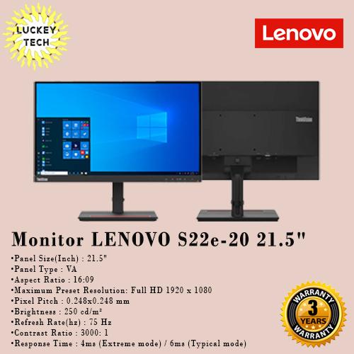 Jual Monitor LED LENOVO ThinkVision S22e-20 21.5" FHD - Jakarta Pusat ...