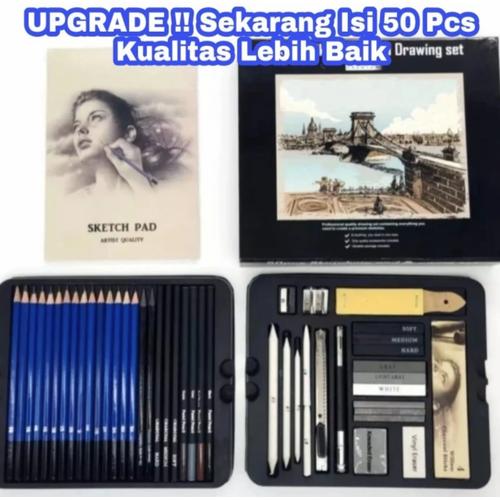 Promo Sketching 40 Pcs Pencil Set Drawing Kit Tools Pensil Gambar ...