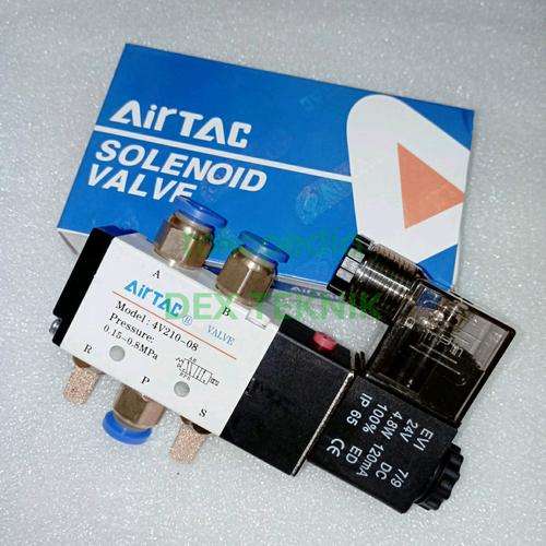 Jual Set 4V210-08 Airtac solenoid valve 2 way ,5 lubang ( 5/2 ) Dc24/A220 - DC 12 VOLT - Jakarta ...