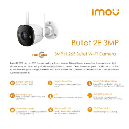 Jual IMOU Bullet 2E 3MP IPC-K3DP-3H0WF Full Color Night WiFi IP Camera ...