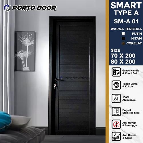 Promo PORTO DOOR ALUMUNIUM A SPR 70X200 FULL PANEL HITAM/ PINTU KAMAR ...