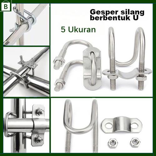 Jual Klem Pipa Plat Besi Seng Clamp Penjepit Pipa Baja M8 Double U ...