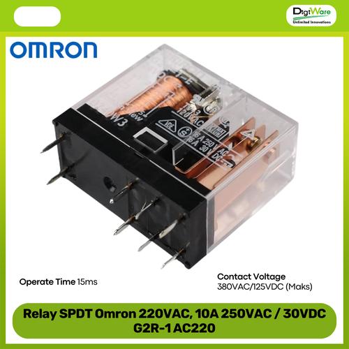 Jual Relay SPDT Omron 220VAC, 10A 250VAC / 30VDC G2R-1 AC220 - Kota ...