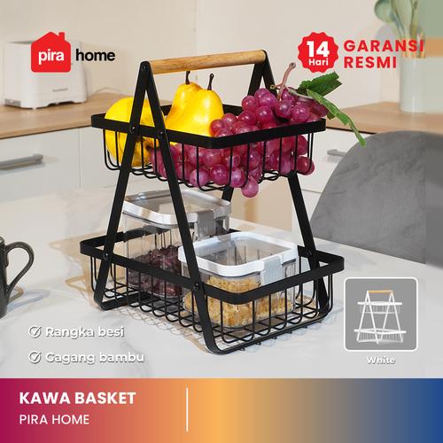 Promo PIRA HOME - KAWA BASKET Keranjang Dapur Besi / Rak Buah / Rak Bumbu Dapur 2 Susun - White ...