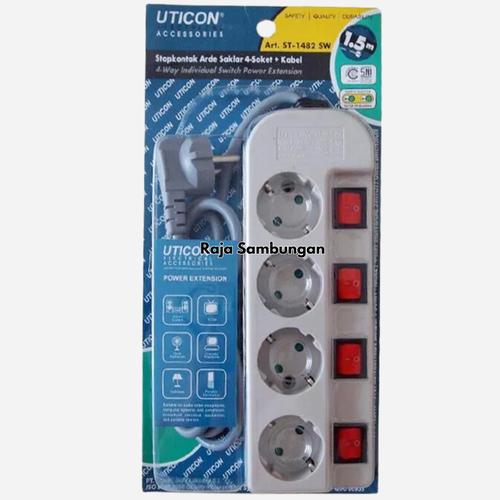 Jual Stop Kontak Kabel Steker Switch 4 Lubang x 1.5 Meter Uticon ...