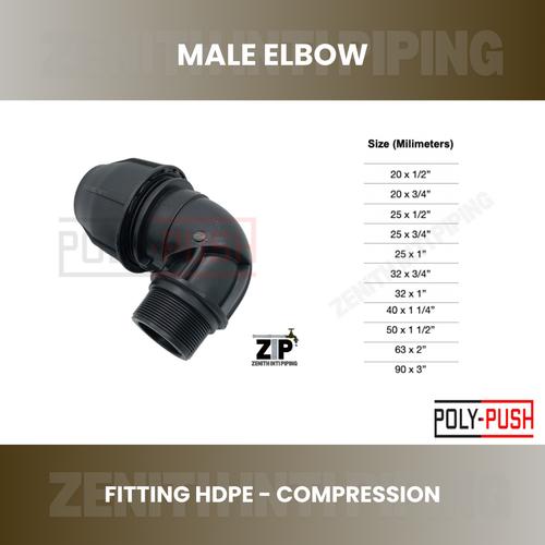 Jual Male Thread Elbow Fitting HDPE Compression / Male Elbow Knee ...