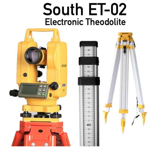 Jual South ET-02 2" Electric Digital Theodolite Lengkap Tripod Rambu ...