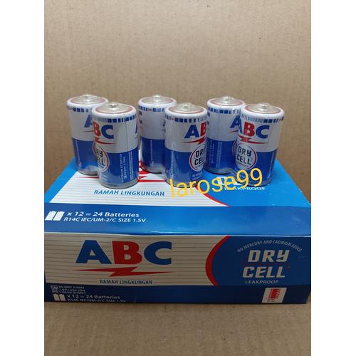 Jual Baterai ABC Biru DRY CELL Ukuran Tanggung / R14C / UM-2 / C SIZE 1 ...