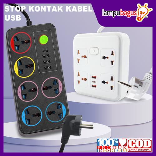 Promo Stop Kontak USB 4 Lubang / Kabel Stop Kontak Serbaguna 1.5M Putih ...