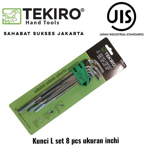 Jual kunci L set tekiro 8 pcs ukuran 5/64 - 3/8 inch ( panjang ...