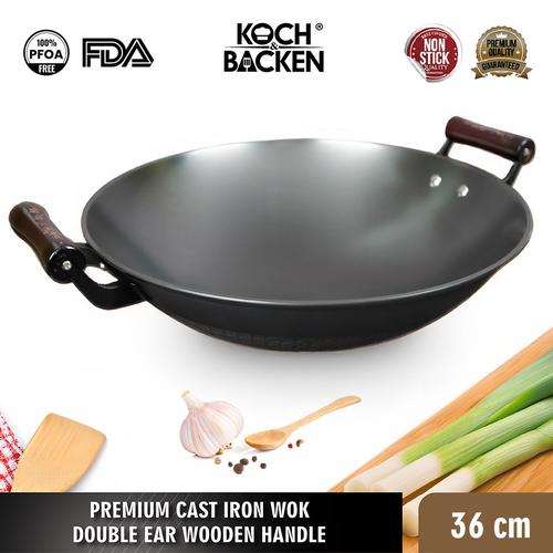 Promo KOCH&BACKEN Premium Cast Iron Wok Nitriding Round Bottom 36cm ...
