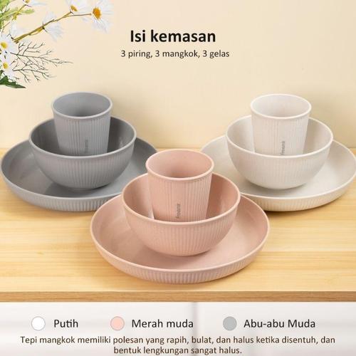 Jual ALAT MAKAN KOMBINASI GELAS MANGKOK PIRING 9 Pcs By. Freemir ...