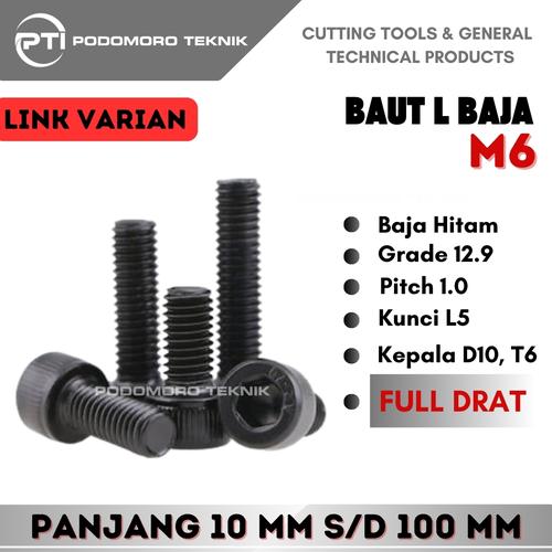 Jual Baut L Hitam M6x10 M6x16 M6x20 M6x25 M6x30 Baut L Baja M6 Full Drat - M6X90 - Kab. Bekasi ...
