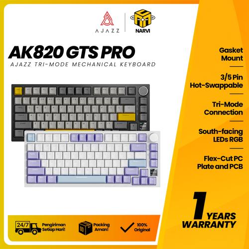 Promo Ajazz Ak820 GTS Pro 75% Triple Connection Mechanical Gaming Keyboard - Grey Star, Flying ...