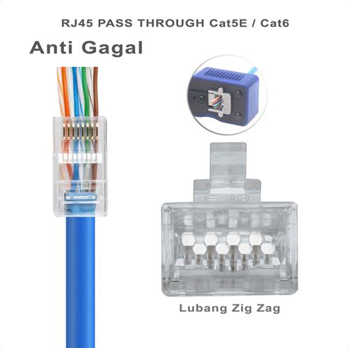 Jual Connector RJ45 Cat5e Cat6 EZ Series PASS THROUGH Anti Gagal ...