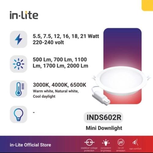 Jual lampu led panel downlight inlite inds602r 21w - Putih - Jakarta ...