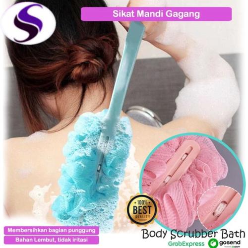 Jual Shower Puff Spon Mandi Panjang Sikat Gosok Punggung Gagang Body ...