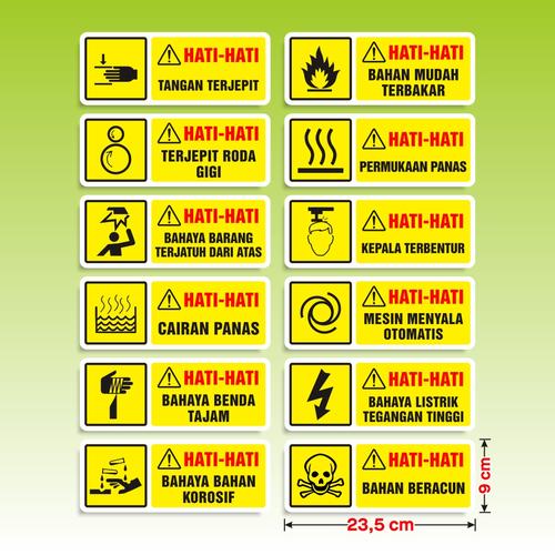 Jual Sticker K3 Keselamatan & Kesehatan Kerja Stiker Hati-hati 15,5 x 6 ...
