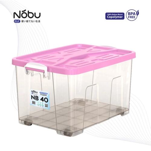 Jual Nobu Container Box + Roda 40 liter/ Kotak Penyimpanan Transparan ...