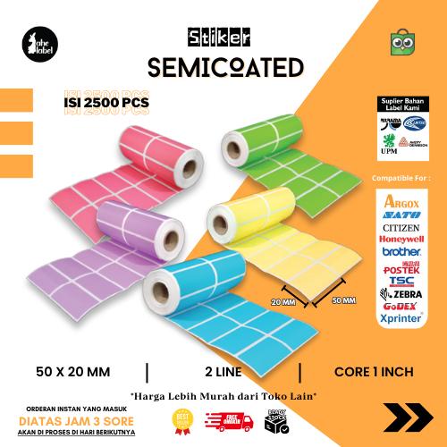 Jual LABEL STICKER 50X20 MM SEMICOATED STIKER LABEL 50X20 MM - Biru ...