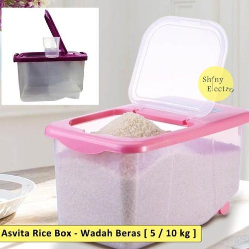 Jual rice box wadah beras tutup penyimpanan kotak + gelas plastik ...