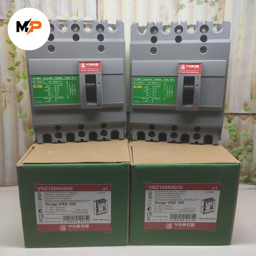 Jual MCCB Breaker VORGE VRZ100N 4P 40A 30A 25A 20A 15A 4Pole 4Phase setara EZC100N 4 P 4 Pole 4 ...