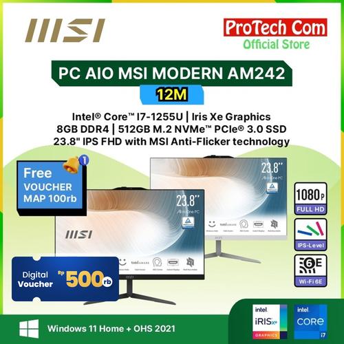 Promo PC AIO MSI MODERN AM242 12M I7-1255U 8GB 512GB 23,8" FHD IPS OHS ...