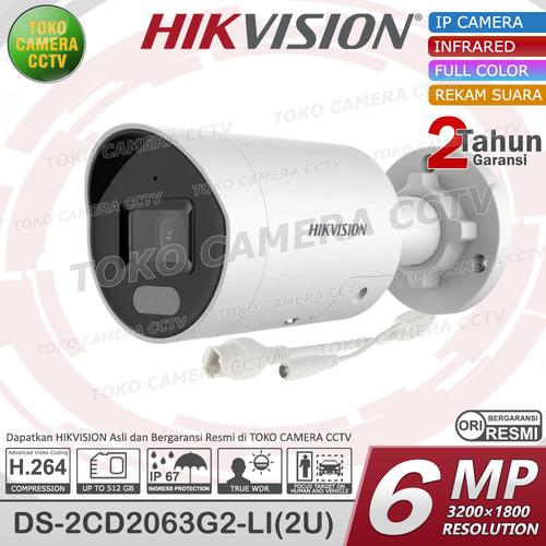 Jual IP CAMERA 6MP HIKVISION DS-2CD2063G2-LI2U KAMERA ACUSENSE BULLET 6MP AUDIO SMART LIGHT ...