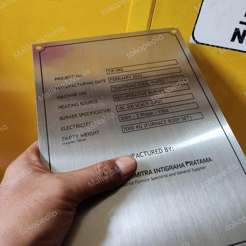 Jual Name Plate / Plat Mesin Custom - Jakarta Selatan - Malikha&Nahla ...