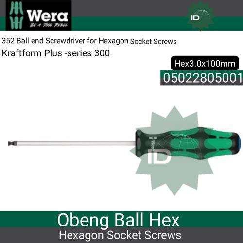 Jual Obeng Ball Hex 3.0 x 100 mm Wera 05022805001 Hexagon Socket Screws ...