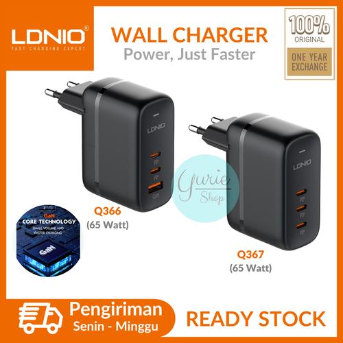 Promo LDNIO Travel Wall Charger Q366 Q367 USB C PD 65W GaN Technology Super Fast Charging - Q366 ...
