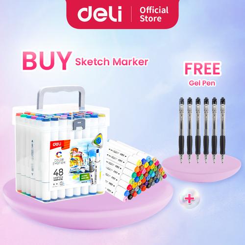 Jual Deli Spidol Sketsa / Sketch Marker 24 Hingga 80 Warna Dual Tip ...